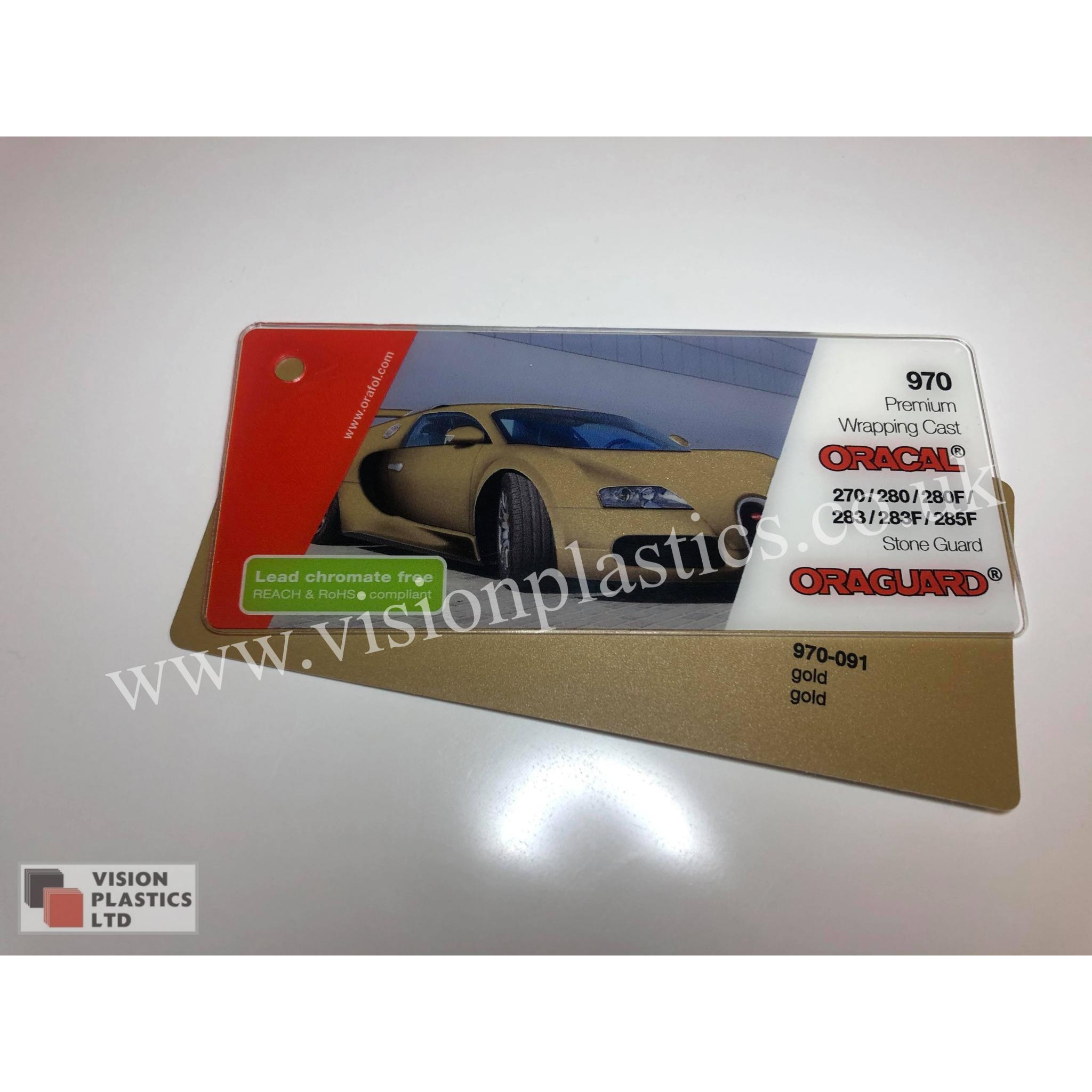 1520mm Wide Oracal 970 Rapid Air Premium Wrapping Cast Vinyl - Gold 091