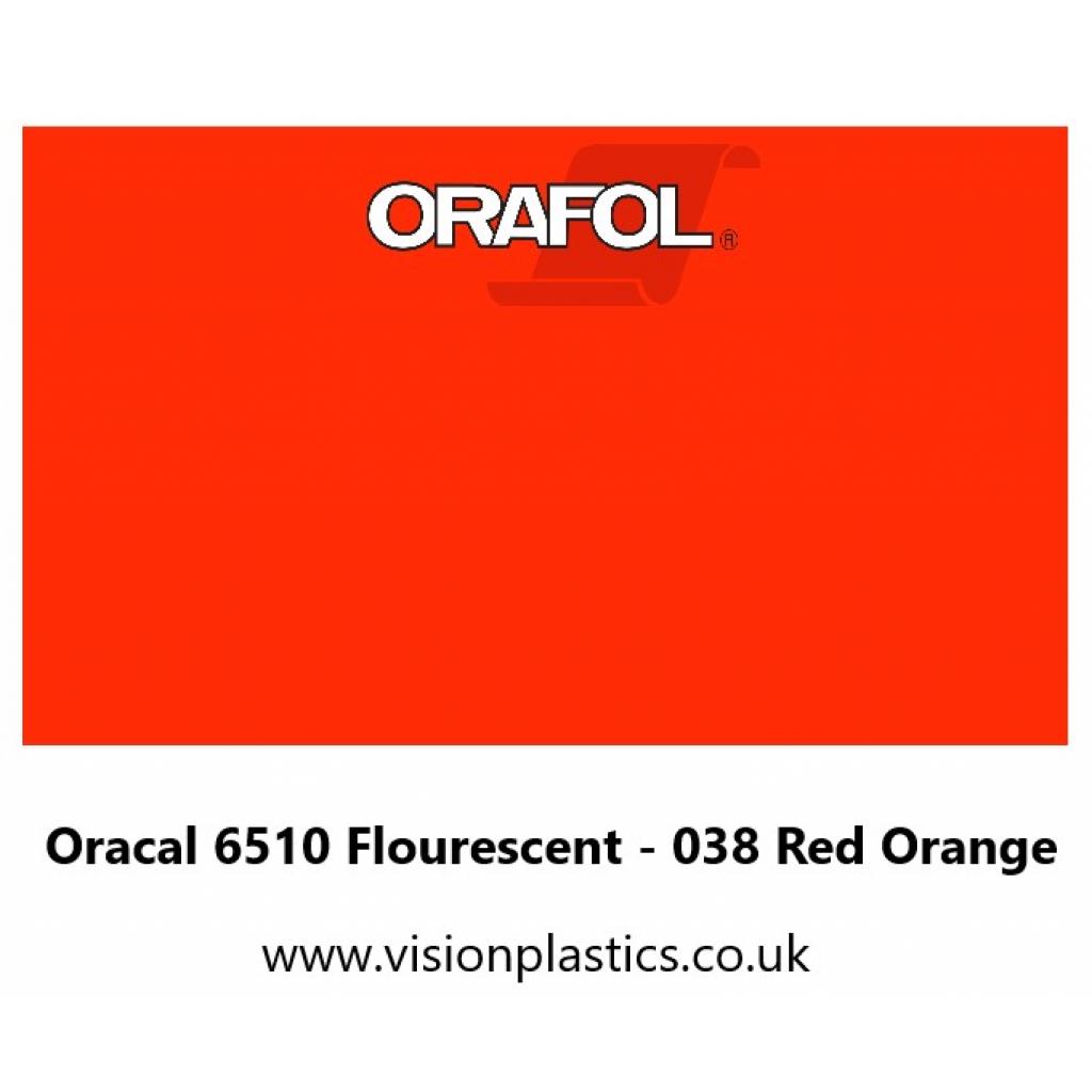 630mm Wide Oracal 6510 Fluorescent Cast 038 Red Orange Vinyl